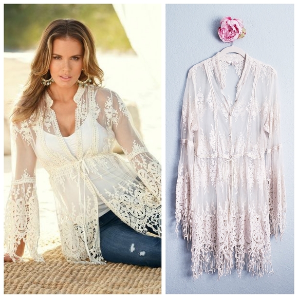 Boston Proper | Tops | Boston Proper White Embroidered Lace Tunic ...